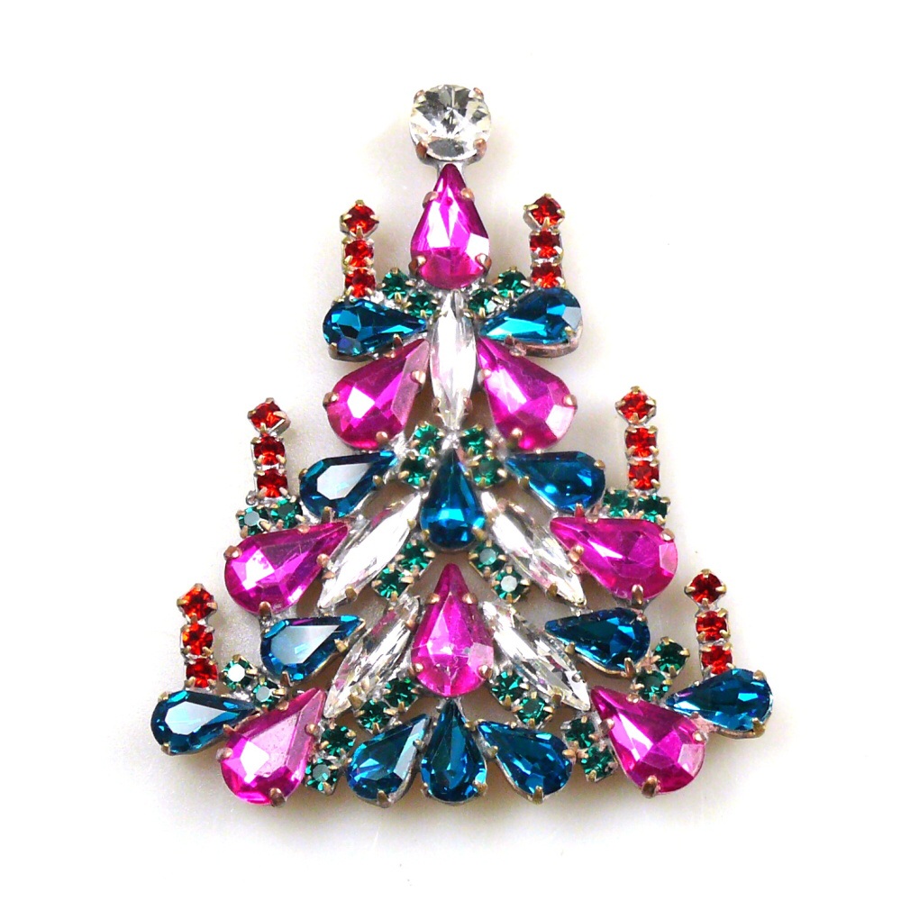 Xmas Tree Brooch #03 ~ Fuchsia Aqua Clear* : LILIEN CZECH, authentic ...
