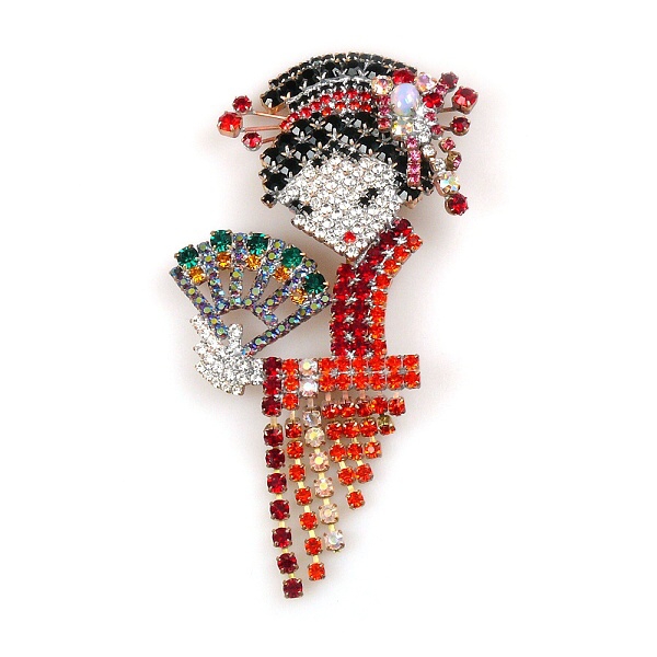Geisha Brooch ~ #1 : LILIEN CZECH, authentic Czech rhinestone jewelry